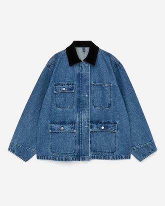 Arket Jeansjacke Mit Cordkragen -Blau