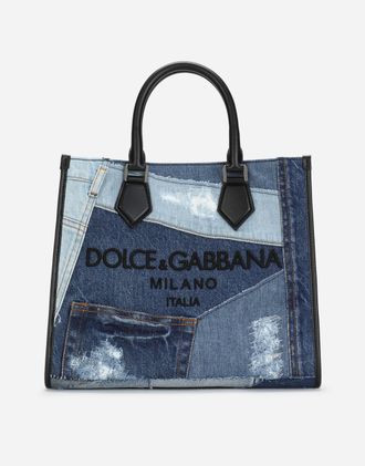 Dolce & Gabbana Shopper Edge Aus Denim Patchwork Mit Logo - Mann Mehrfarbig One Size