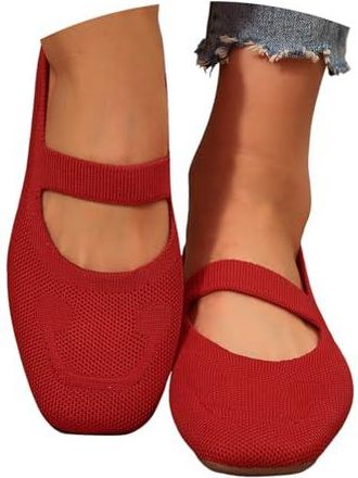 Generic Chaussures de danse pour femme - Chaussures plates tricot&eacute;es - Baskets &agrave; enfiler - Chaussures de loisirs - Respirantes - Chaussures de marche - Chauss