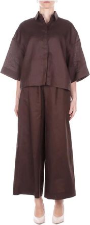 Max Mara Femme, Blouses et Chemises, Brun, Taille: 36 FR Linen Pantalons