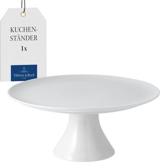 Villeroy & Boch For Me Kuchenständer 30 cm Weiß, Spülmaschinenfest, Mikrowellensicher, Tortenplatte mit Fuß, Tortenständer, Kuchenplatte, Kuchenplatte Rund, Servierge