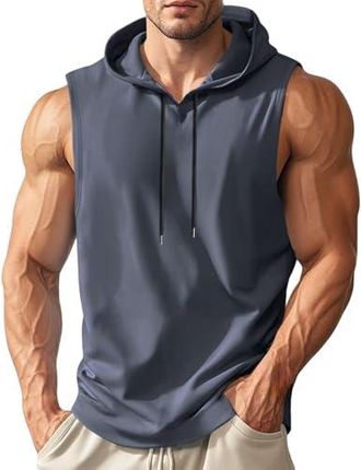 Generic Gilet de sport pour homme avec capuche - S&eacute;chage rapide - Coupe d&eacute;contract&eacute;e - Pour la course &agrave; pied - &Eacute;vacuation de lhumidit&eacute; - Haut dentra&icirc;nement d&eacute;