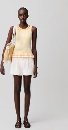 Claudie Pierlot Top maille col rond fleurs