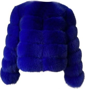 ZhuiKun Manteau en Fausse Fourrure pour Femme Pardessus Court en Fourrure Artificielle Solide Épais Chaud Parka Veste - Style 5, L