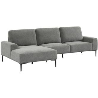 Sweeek 3-Sitzer-Sofa mit Stoffbezug - Recamiere links, Stoff, Dunkelgrau
