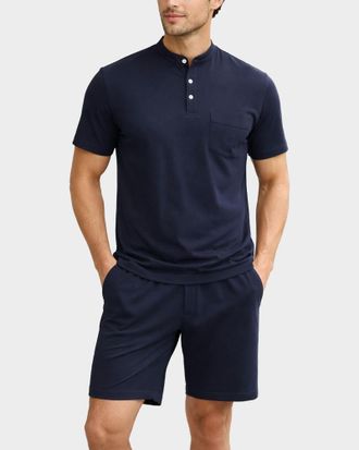 van Laack Kurzarm Jersey Schlafanzug aus Schweizer Baumwolle