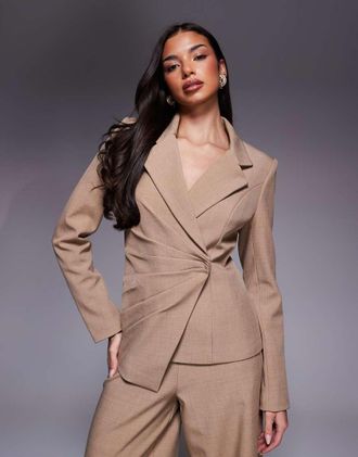 Asos Blazer densemble de qualit&eacute; sup&eacute;rieure &agrave; coutures lat&eacute;rales - Fauve-Brown