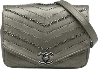 Chanel Pre-owned Petit Sac Envelope Chevron Data Center - Femme - Pre-owned - Gris - Taille: ONE Size