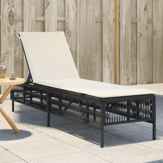 vidaXL Vidaxl - Chaise longue avec coussin noir r&eacute;sine tress&eacute;e