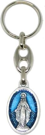 Generico 50.973.31 002LOG Porte-clés Médaille Madonna Miraculeuse Original émaillée à la Main Prière en Latin
