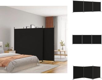 vidaXL 3-tlg. Paravent Schwarz 525x180 cm Stoff - Paravent - Raumteiler - Zimmerabtrennung - Sichtschutz - Gardine