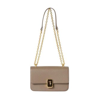 Trussardi Femme, Sacs, Brun, Taille: ONE Size Pochette en Pelle Grana di Riso