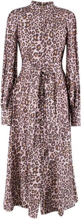 Zimmermann Leopard Print Silk Belted Midi Dress Size XS