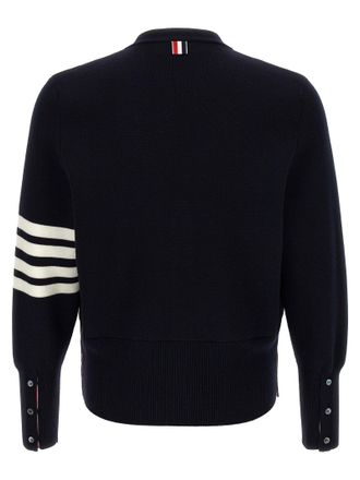 Thom Browne 4-Bar Striped Virgin Wool Cardigan - Black