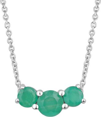 Jewelili FASHIONNECKLACEBRACELETANKLET 925 Sterling-Silber Silber Rundschliff grün Émeraude