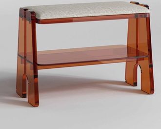Generic Schuhregalbank Aus Acryl Mit Kissen, Kreativer Schuhersatzhocker, Eingangsbank for Wohnzimmer, Schlafzimmer, Flur, Bernstein/Schwarz(Amber,60x30x42cm)