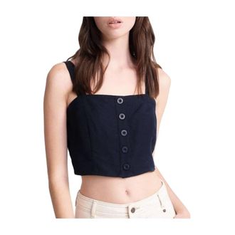 Superdry Marineblau Cropped Spaghettitop Eden - - Tops - Damen - Schwarzk - S