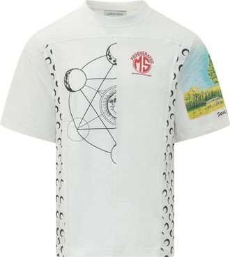 Marine Serre Homme, Tops, Blanc, Taille: XS T-shirt ras du cou