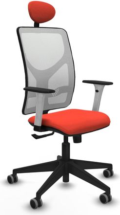 Piqueras y Crespo Schreibtischstuhl in Orange, mit wei&szlig;en und schwarzen Armlehnen, h&ouml;henverstellbare Lendenwirbelst&uuml;tze und festes Kopfteil, ausgestattet mit 3 Position