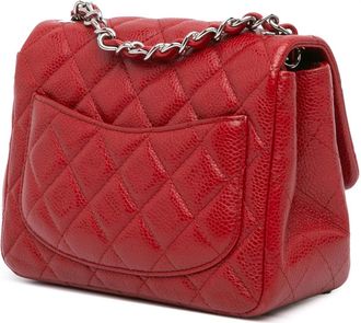 Chanel Hobo Bags - Mini Square Classic Caviar Single Flap - Gr. unisize - in Rot - f&uuml;r Damen