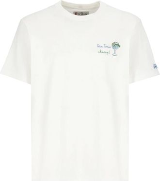 Saint Barth Homme, Tops, Blanc, Taille: 2XL T-shirt en Coton Blanc &agrave; Col Rond