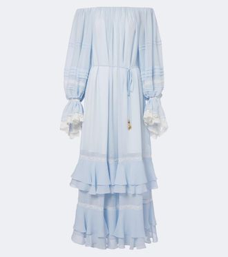Xu Zhi Robe longue &agrave; dentelle et volants