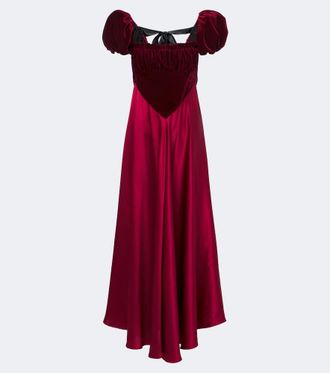 Rodarte Midikleid aus Seidensatin und Samt