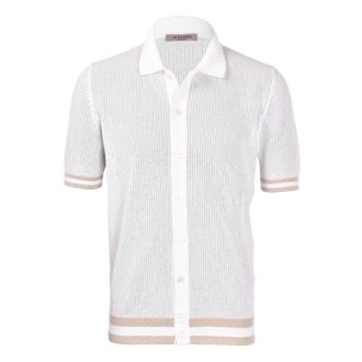 La Fileria Beiges Durchbrochenes Poloshirt - - Tops - Herren - Wei&szlig; - XL