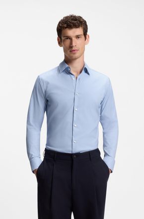 HUGO BOSS Businesshemd BOSS HANK, Herren, Gr. 41, N-Gr, light, pastel blau451, Web, Obermaterial: 92% Polyamid, 8% Elasthan, unifarben, slim fit normal, Rundhal