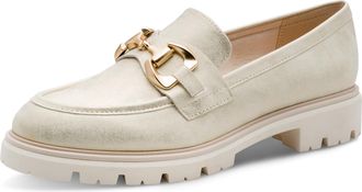 Marco Tozzi Marco Tozzi Damen Slipper weiches Feel Me Fu&szlig;bett weiches Innenfutter Vegan Vegan, beige (Dune METALLIC), 41 EU