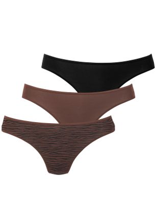 Lascana String LASCANA aus hochwertiger Modal-Qualit&auml;t, Damen, Gr. 32/34, braun (braun, schwarz), Obermaterial: 94% Modal (TENCEL), 6% Elasthan, unifarben, k&ouml;