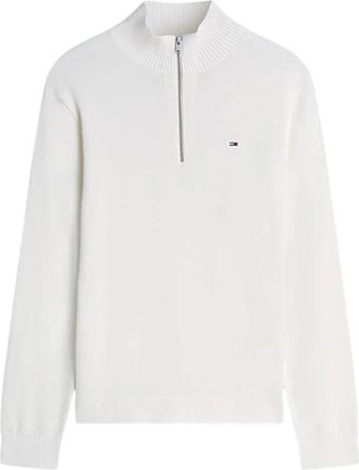 Tommy Jeans Pull zipp&eacute; l&eacute;ger ajust&eacute; Drapeau - Homme - Sweatshirts et sweats &agrave; capuche - Blanc - Taille: L
