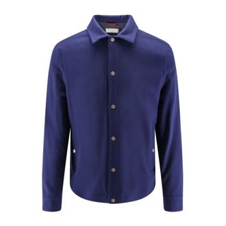 Brunello Cucinelli Jackett im Hemd-Stil aus Kaschmir-Flanell - - Jackets - Herren - Blau - L