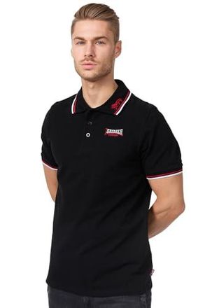 Lonsdale Lion - Polo - Droit - Homme, Noir (black / dark red / white), XX-Large (Taille fabricant: XXL)