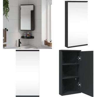 vidaXL Eck-Spiegelschrank Schwarz 30x24x60 cm - Vidaxl