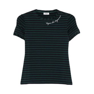 Liu Jo T-shirt ray&eacute; avec broderie - Femme - Tops - Vert - Taille: 44 FR