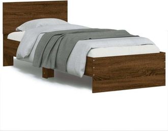 vidaXL Bettgestell mit Kopfteil und LED-Leuchten Braun Eiche 75x190 cm Vidaxl