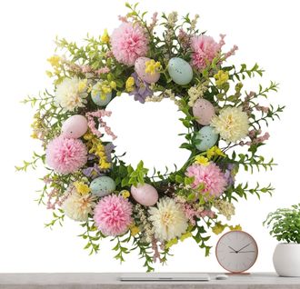 Generic K&uuml;nstlicher Fr&uuml;hlingst&uuml;rkranz - 40cm Ostersommerkranz, dekorative Eierblumenkirsche, Rustikaler Bauernhausstil | Hochwertige Verarbeitung mit lebendig