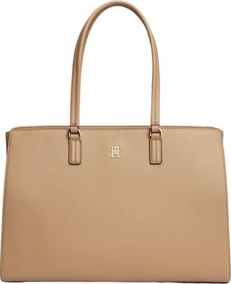 Tommy Hilfiger Damen Th Daily Tote Aw0aw18380 Tragetasche, Khaki (Safari Canvas)