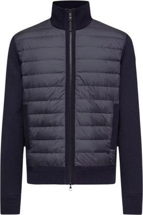 Moncler Homme, Vestes, Bleu, Taille: M Cardigan zipp&eacute; rembourr&eacute; en laine