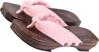 Hemoton Sabots Pour Femmes Japonaises En Bois De Paulownia, Sandales &agrave; Talon Carr&eacute;, Chaussures Respirantes Et Antid&eacute;rapantes, Taille 38, Couleur Rose P&acirc;le Pou