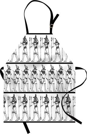 Abakuhaus ägyptisch Kochschürze, Hieroglyphen mit Anubis Traditionelle kulturelle Figur Mummy After Life Kunstdruck, Farbfest Höhenverstellbar Waschbar Klarer D