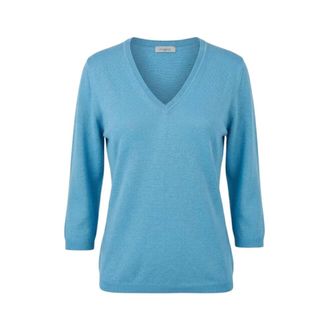 Malo Pull col en V - Femme - Pulls - Bleu - Taille: 36 FR