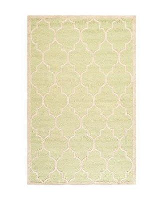 Safavieh Geometrisch Teppich für Wohnzimmer, Esszimmer, Schlafzimmer - Cambridge Collection, Kurzer Flor, Hellgrün und Elfenbein, 122 X 183 cm