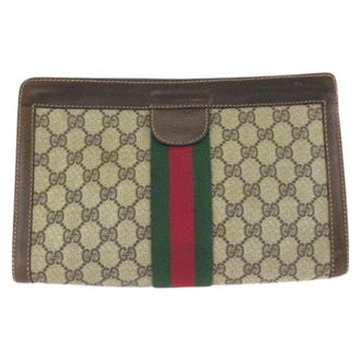 Gucci Pre-owned GG Supreme Canvas Leder Clutch Bag - - Pre-owned - Herren - Beige - ONE SIZE