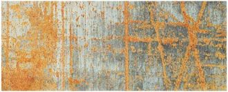 Dezenco Dezenco - Tapis salon et chambre 70x120 orange rectangle tissé motif abstrait rustico