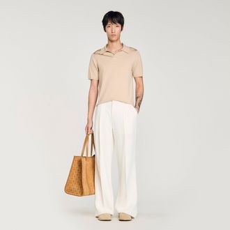 Sandro Kurzarm-Poloshirt mit V-Ausschnitt