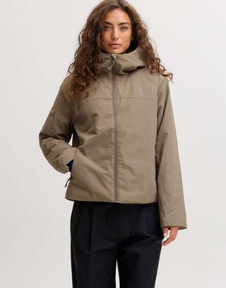 Jack & Jones Moon veste courte l&eacute;g&egrave;re &agrave; capuche d&eacute;perlante grise-Blanc