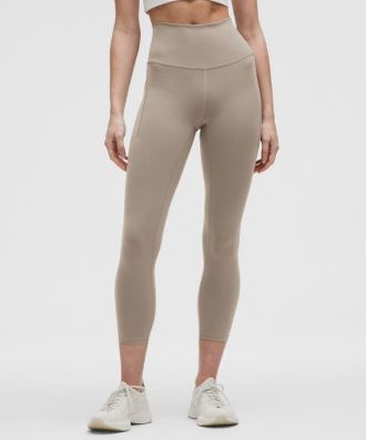lululemon Wunder Train Crop Leggings mit hohem Bund und Taschen für Frauen - 58 cm - Khaki - Größe 10