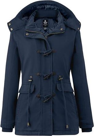 Wantdo Femme Veste Matelassée dhiver en Coton Veste dextérieur Résistante à leau Manteau Chaud à Capuche Fausse Fourrure Parka Coupe-Vent Puffer Blouson Bleu
